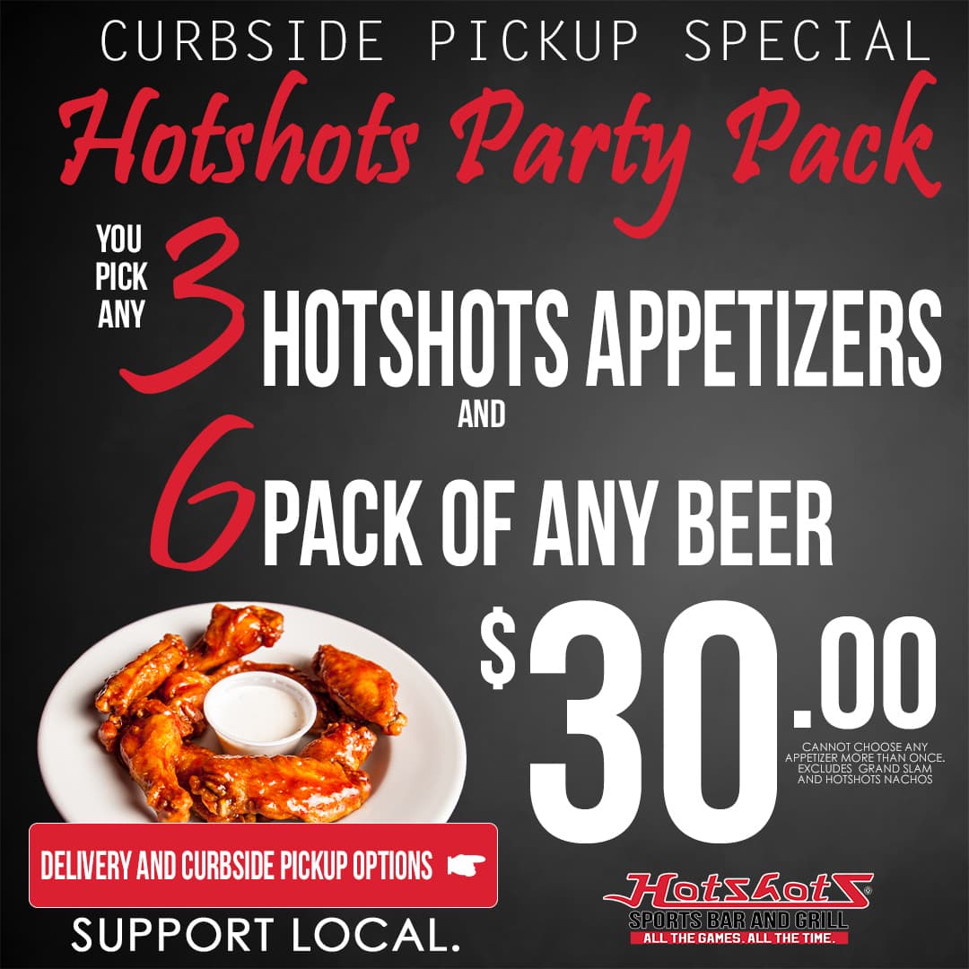Hotshots Delivery and Carry-Out Options - Hotshots Sports Bar & Grill